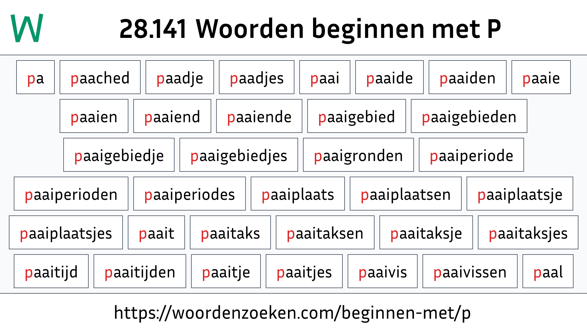 Woorden beginnen met P